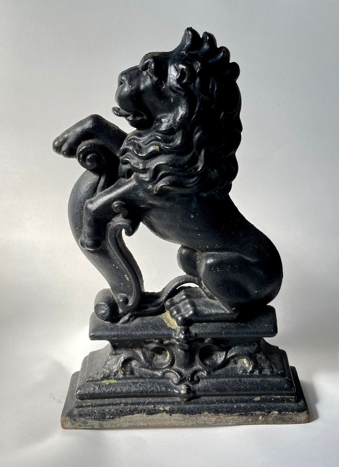 Antique Cast Iron Lion Door Stop, English, Black Lion Doorstop, 1800s ...