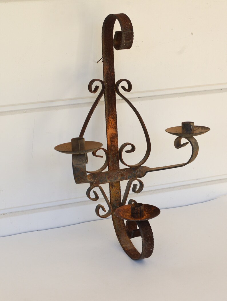 Rustic Candle Wall Sconce Rusty Iron Rustic Decor - Etsy