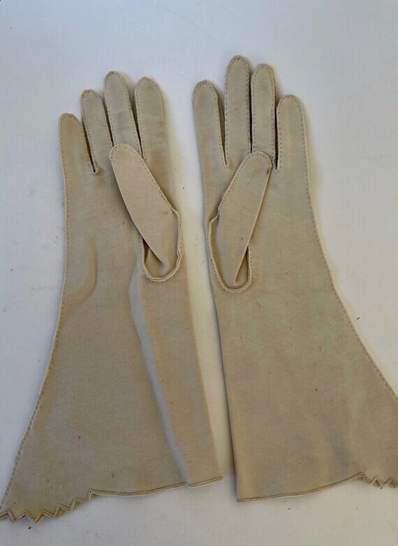 Gloves, Off-White Vintage Gloves, Embellished Gloves - Gem