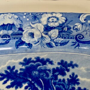 Antique Flow Blue Platter, Very Large, 16 by 21, Unmarked Spode, Blue ...