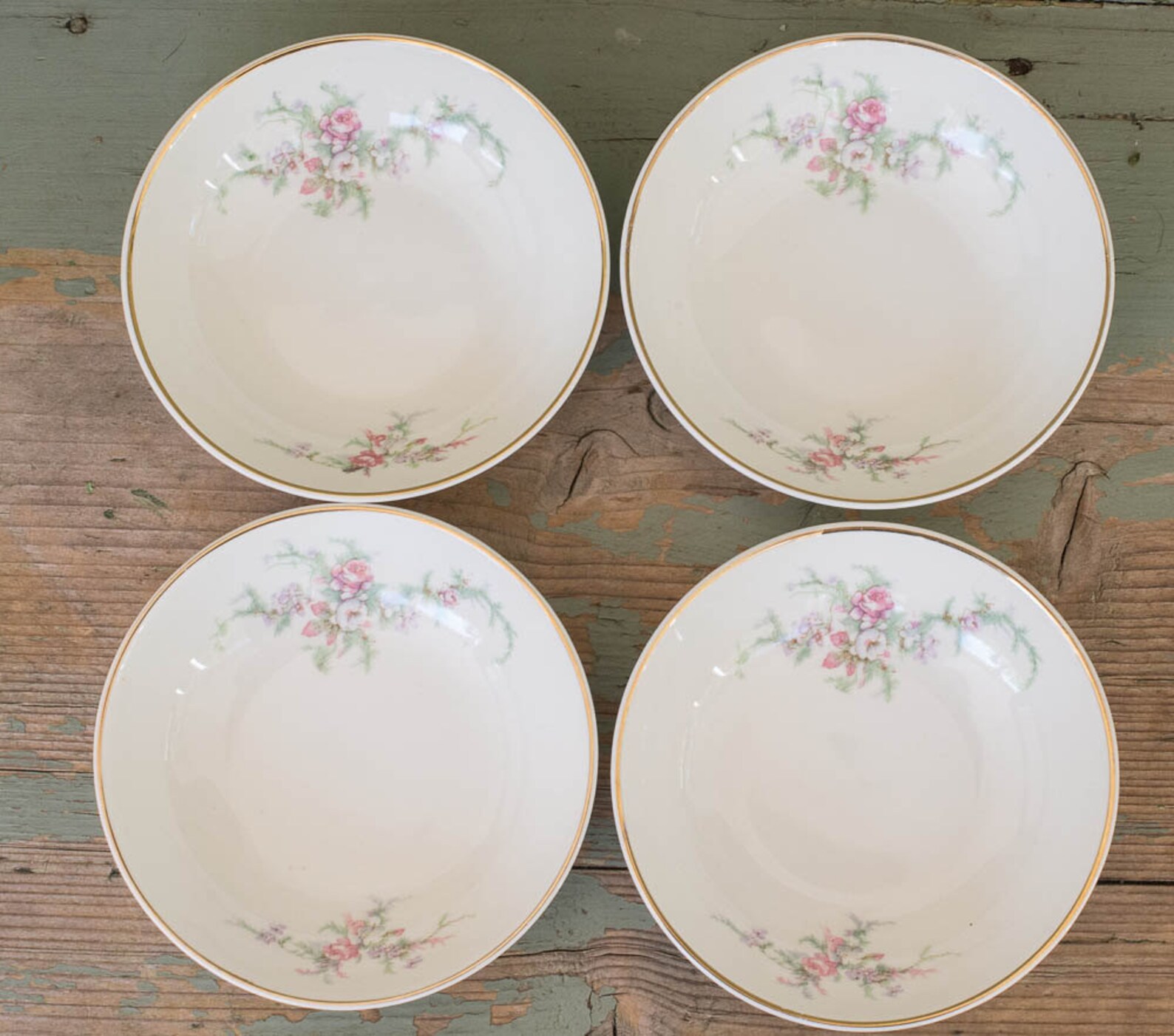 China Rose Berry Bowls Vintage Pink Roses Set of - Etsy