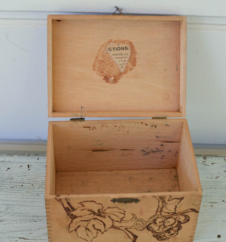 Folk Art Wooden Box Vintage Hand Decorated Doodling | Etsy