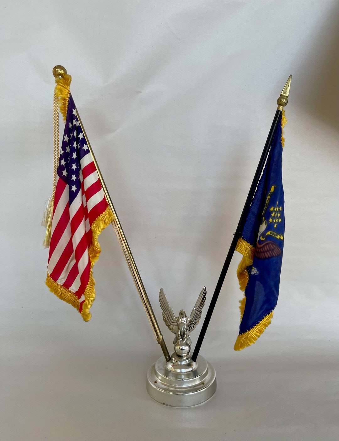 Desk Top Flag Set, Vintage Military Flags, American Flag, Selective ...