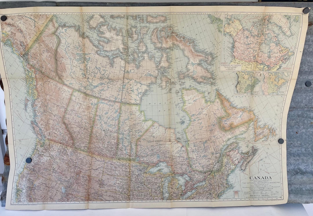 Vintage Canada Map, 1936, National Geographic Map, Large Map, 40 by 28 ...