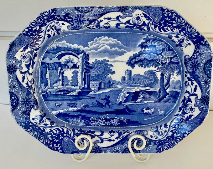 Copeland Spode Blue Italian Platter, Large 15" Octagon Platter, Made in ...