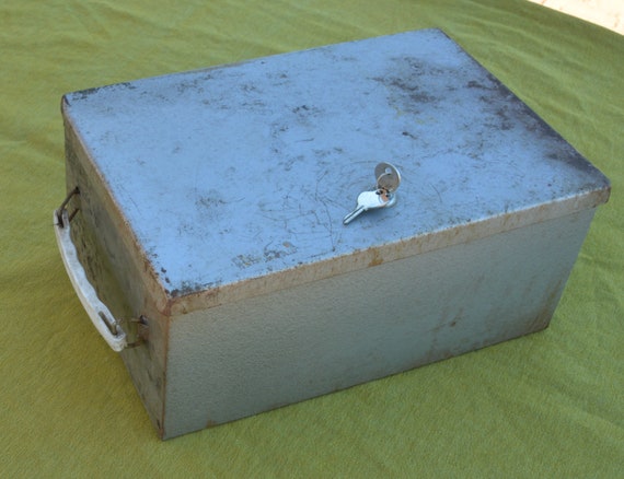 Locking Metal Box Double Handled Storage Box Rusty Patina | Etsy