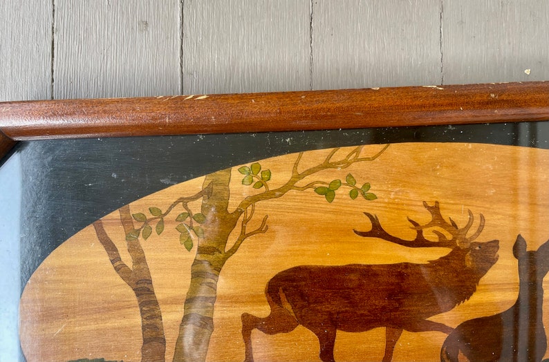 Wood Inlay Tray Hunter's Lodge Lodge Decor Elk Serving - Etsy