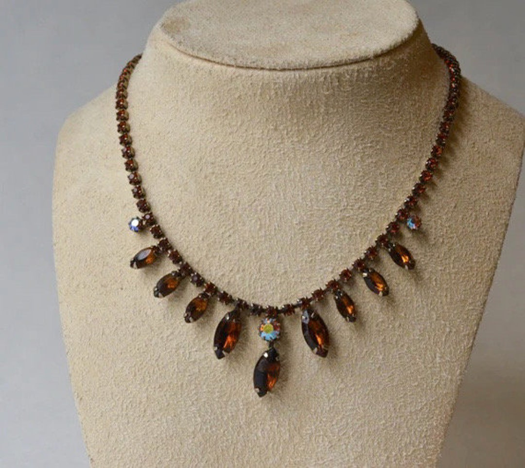 Amber Colored Rhinestone Choker, Golden Rhinestone Jewelry - Etsy
