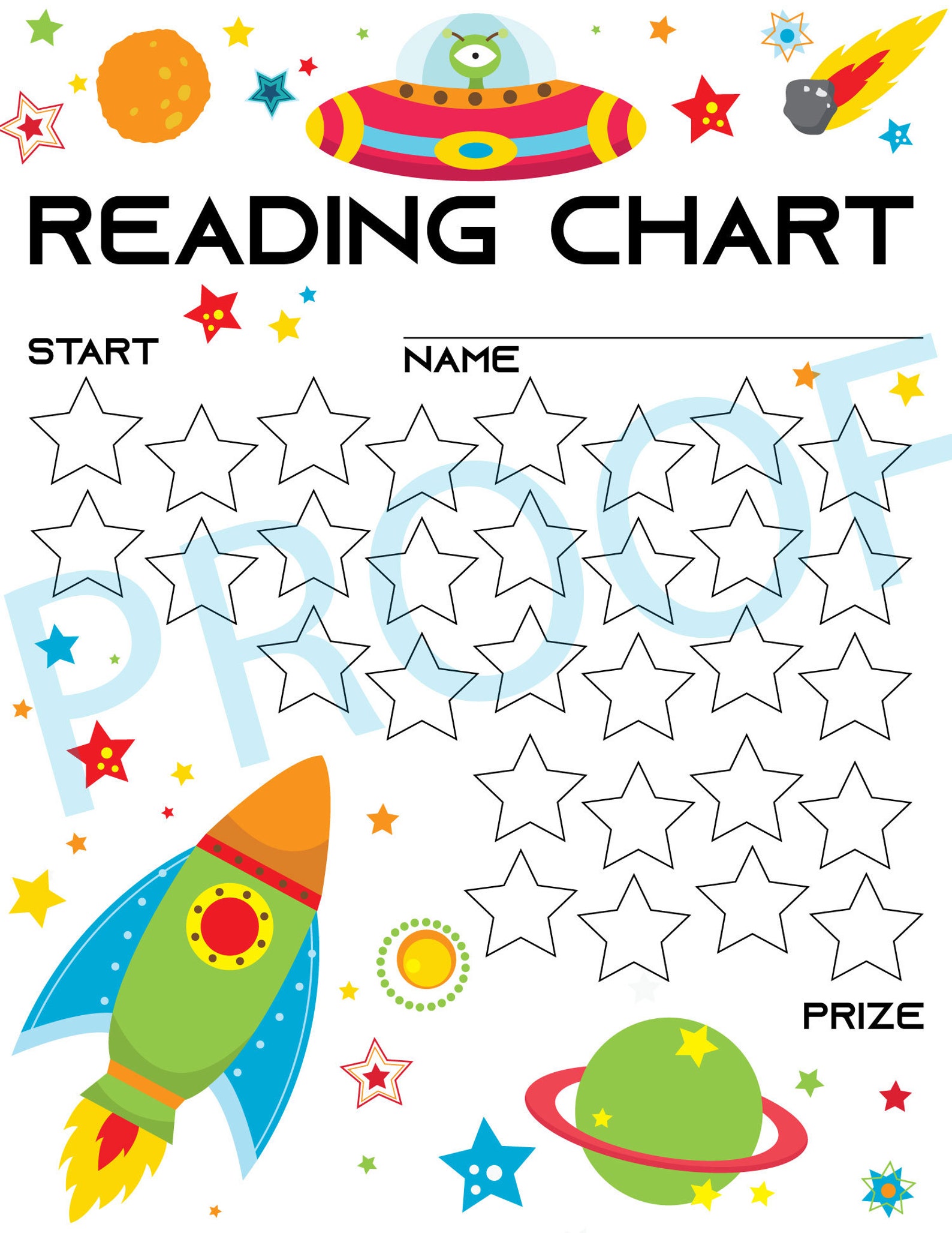 Kids Reading Chart Printable. Childs Reading Chart Stars | Etsy