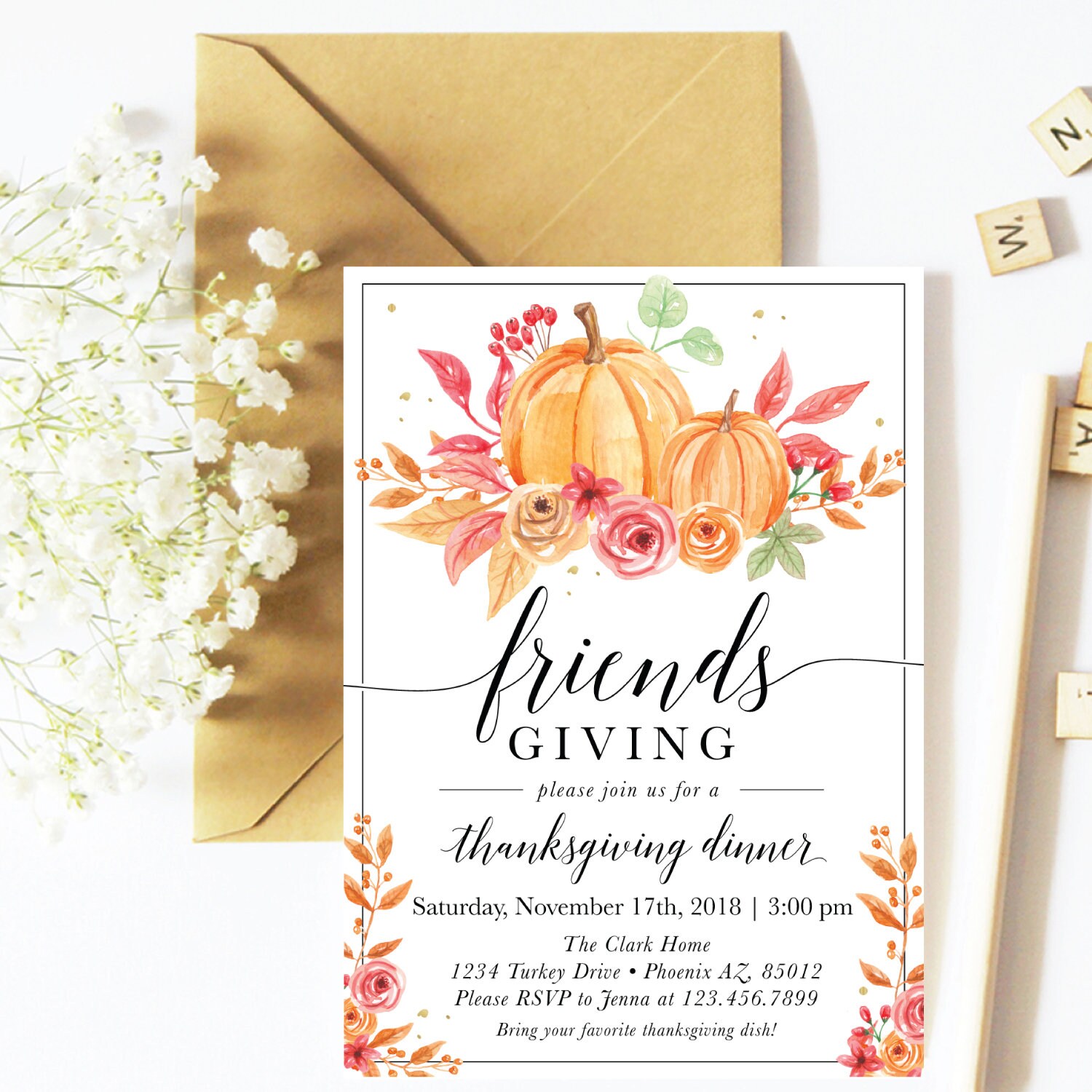 Friendsgiving Invitation Friendsgiving Party Invitation | Etsy