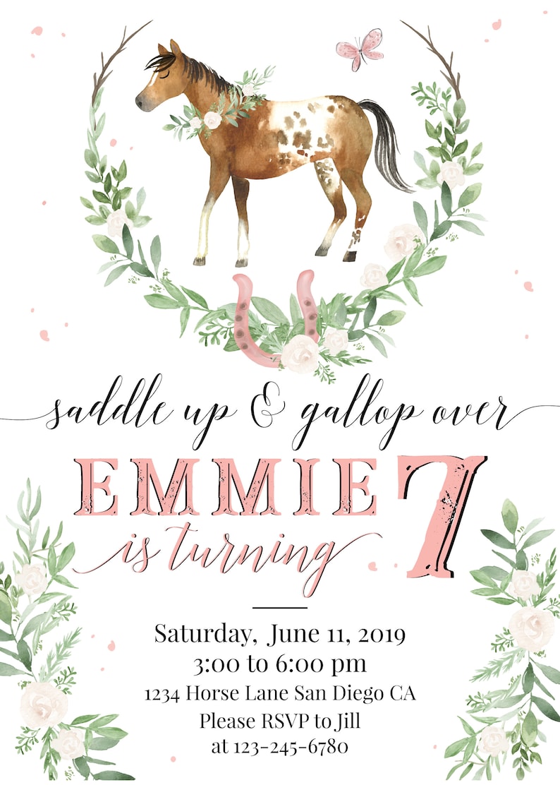 Horse Party Invitation Horse Party Invite Horse Riding - Etsy