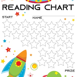 Kids Reading Chart Printable. Childs Reading Chart Stars | Etsy