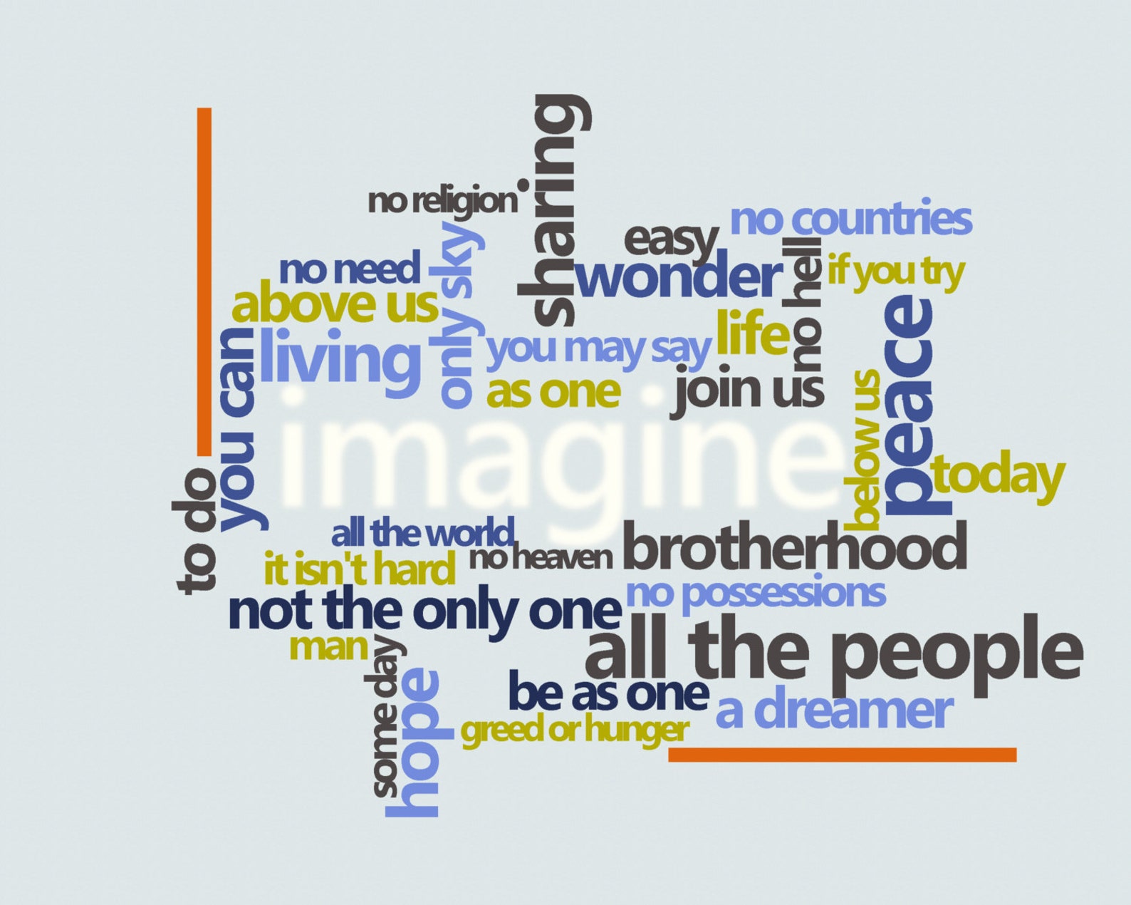 Imagine - John Lennon. Song Lyric Art Print Wall Hanging, Home Decor ...