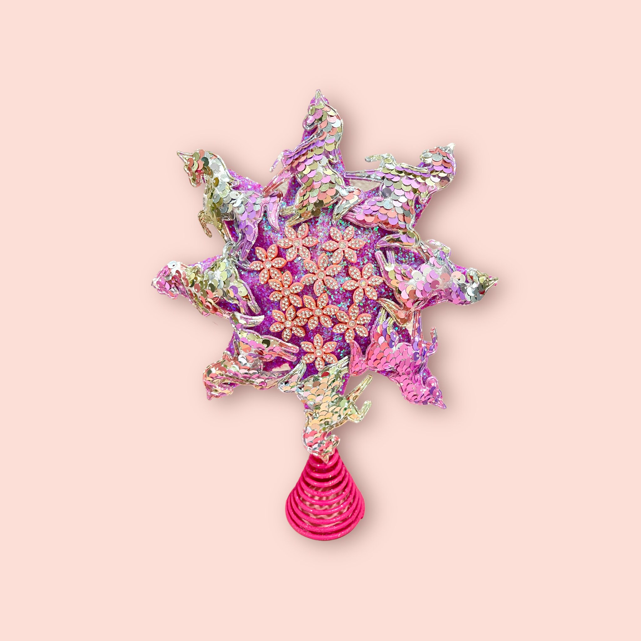 Unicorn Pink Glitter Christmas Star Tree Topper - Etsy