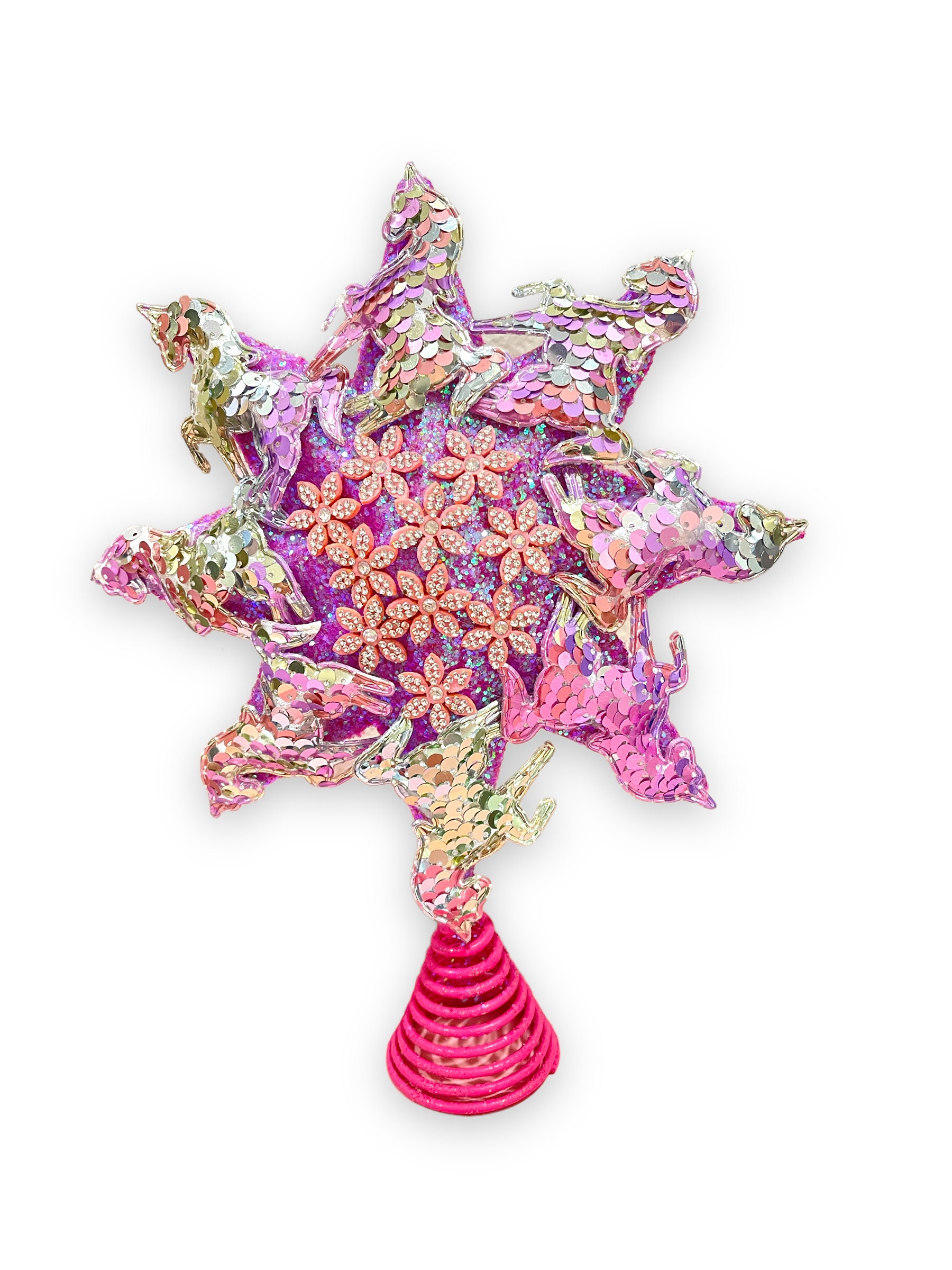 Unicorn Pink Glitter Christmas Star Tree Topper - Etsy