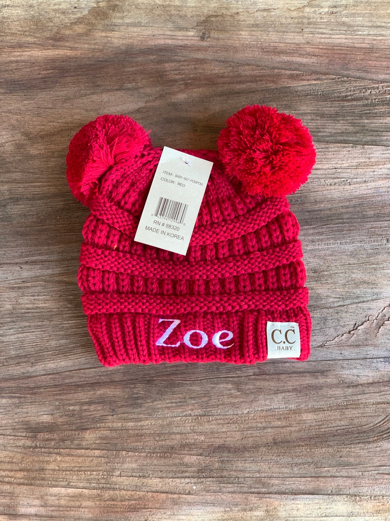 Personalized Baby Beanies C C Double Pom Pom Beanies Baby - Etsy