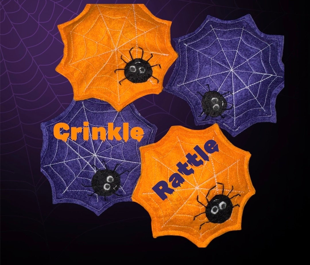 Crinkle Spider Web Toy With Catnip Rattle Toy for Kitty Cat Halloween ...