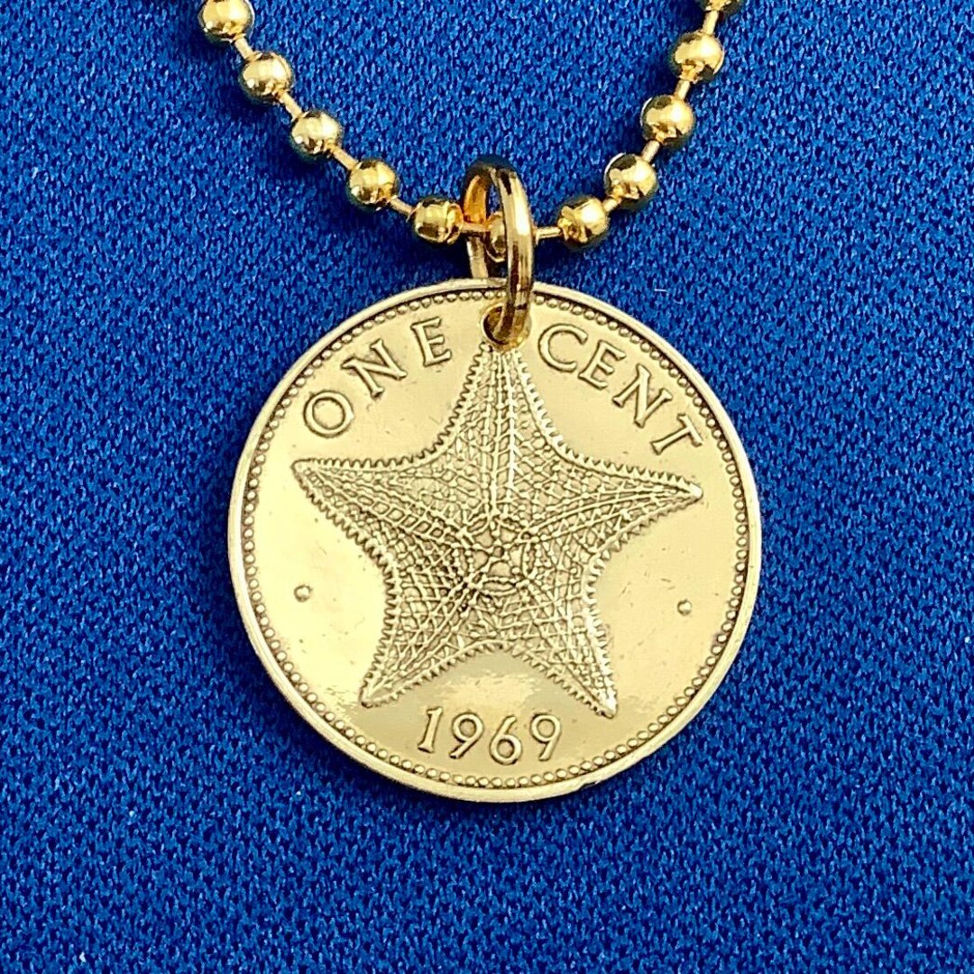 1966 to 1969 Bahama Islands Starfish Coin Pendant Necklace: 1 Cent ...