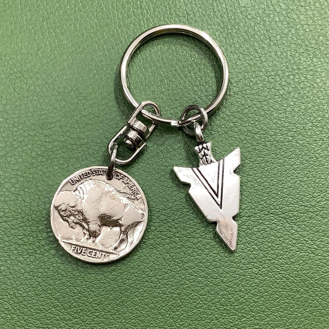 Buffalo Nickel Keychain Key Ring, Vintage Western Premium Swivel, Bison ...