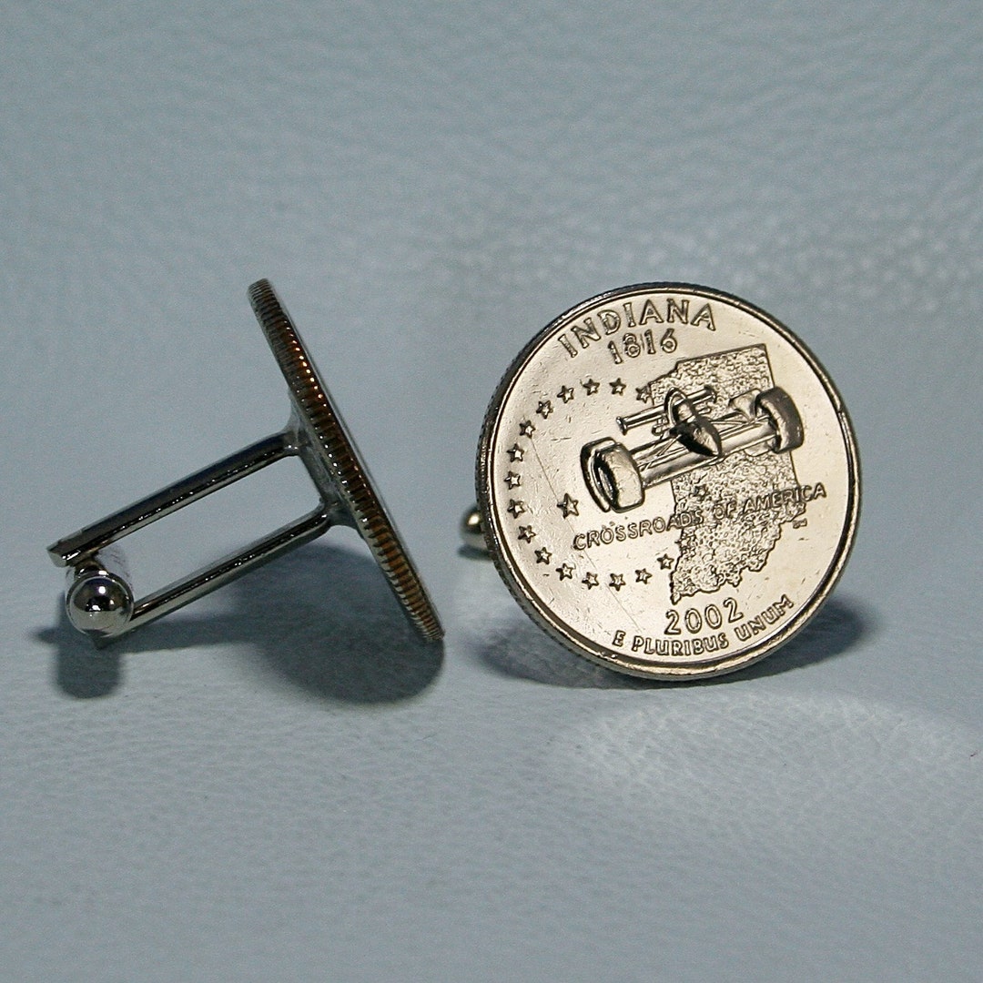 2002 Indiana Quarter Dollar Coin Cufflinks - Racecar - Crossroads of ...