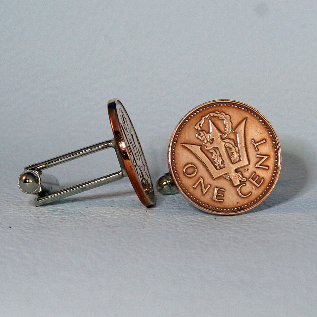 Barbados Trident Coin Cufflinks Bronze Vintage 1 Cent - Etsy