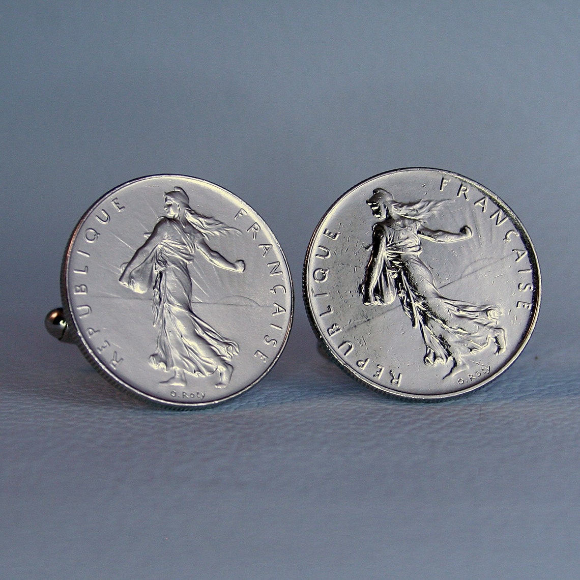 France Walking Liberty Coin Cufflinks - 1 Franc French Republique ...