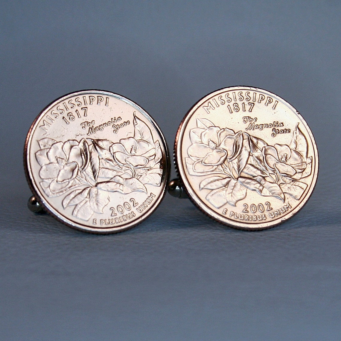 2002 Mississippi Quarter Dollar Coin Cufflinks the Magnolia - Etsy
