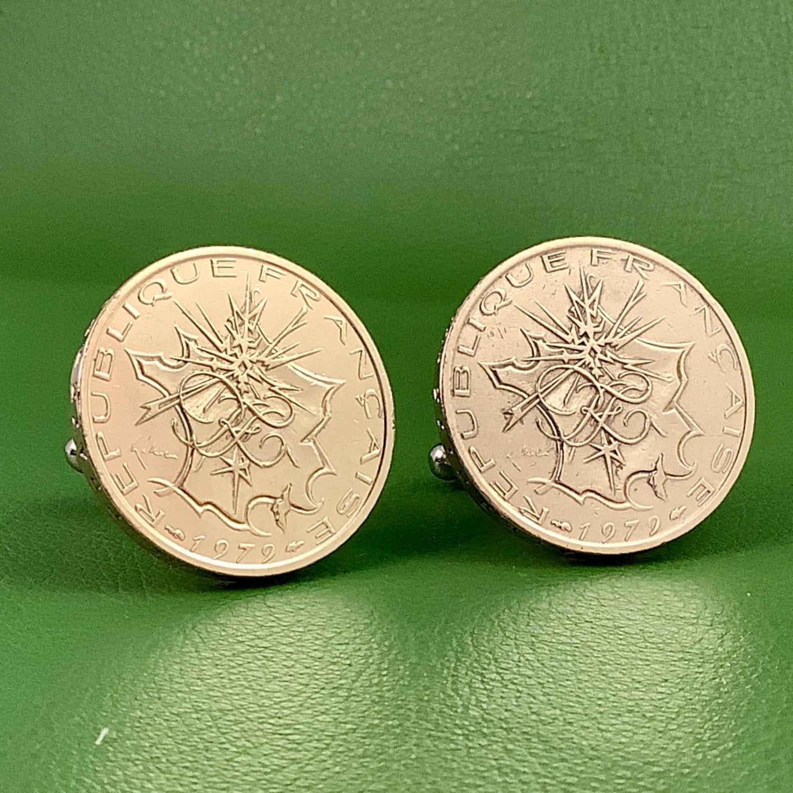 Vintage French Map Coin Cufflinks, 10 Francs, 1974 to 1987, Modern ...