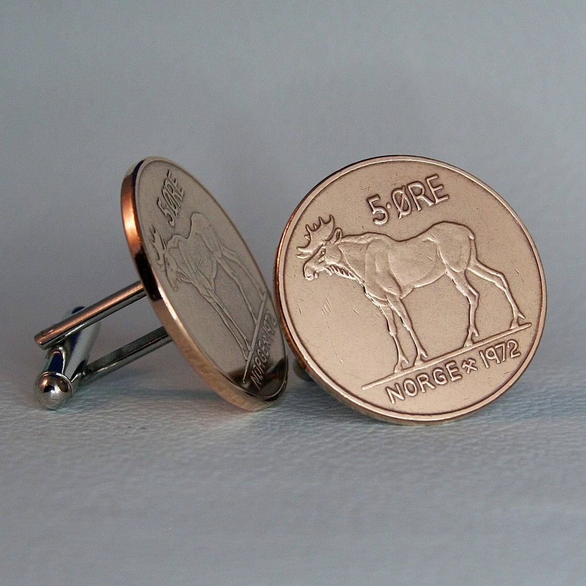 Norwegian Moose Coin Cufflinks Vintage 5 Ore Norway Norge | Etsy
