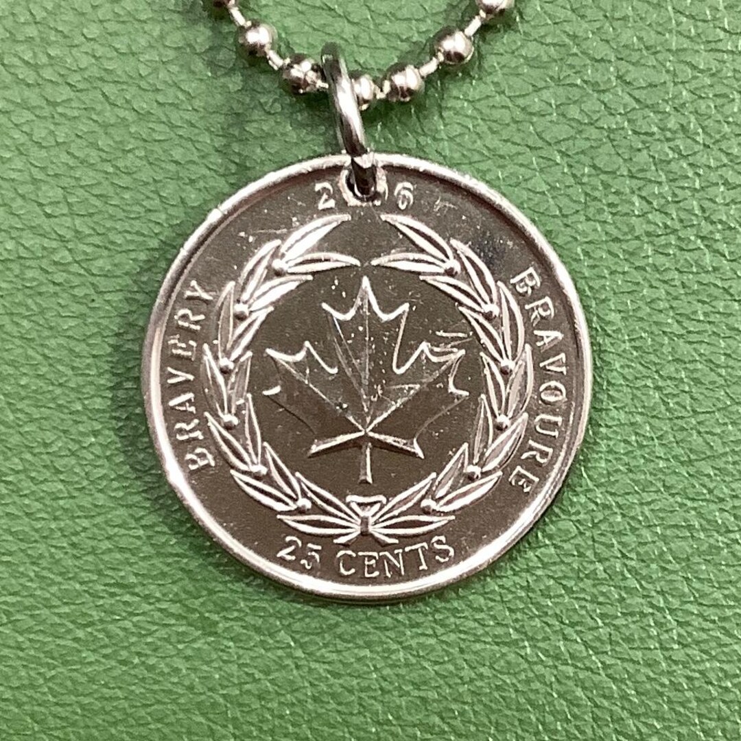 2006 Canada Medal of Bravery Coin Pendant Necklace, Quarter Dollar 25 ...