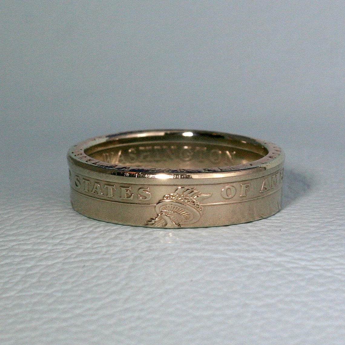 US Gold Dollar Coin Ring - Size 6 to 13 1/2 - Polished - Statue of ...