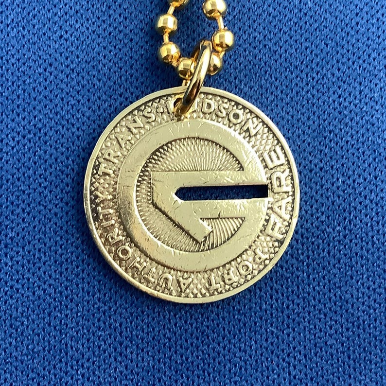 1963 NYC PATH Transit Token Pendant Necklace, Vintage New York City ...