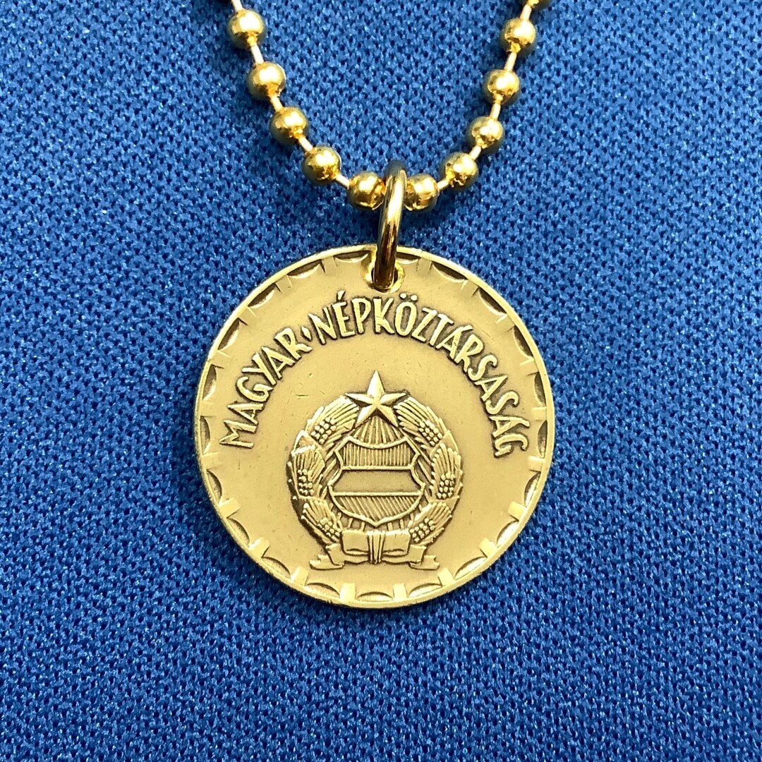 1970 to 1989 Hungarian Socialist Emblem Coin Pendant Necklace, 2 Forint ...