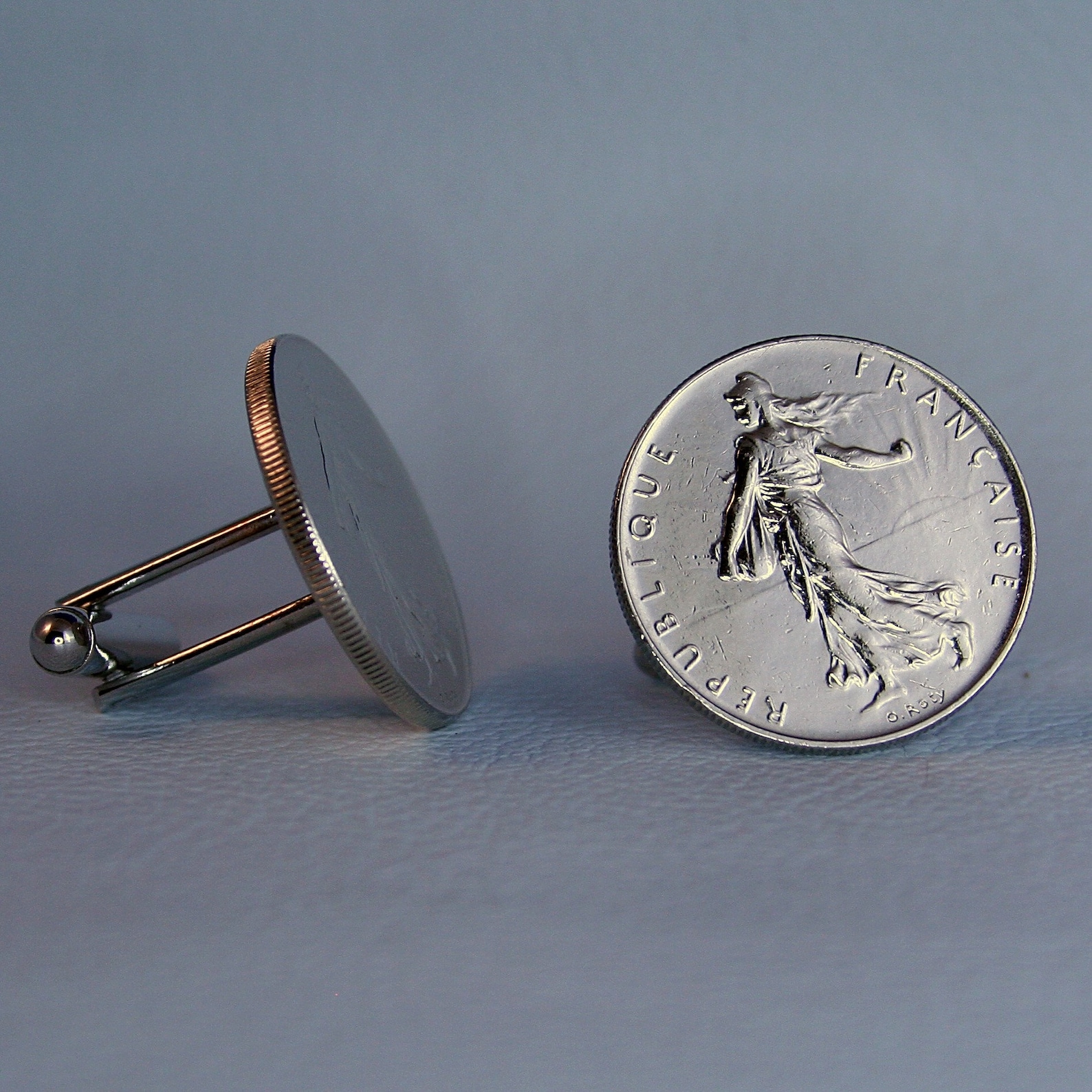 France Walking Liberty Coin Cufflinks - 1 Franc French Republique ...