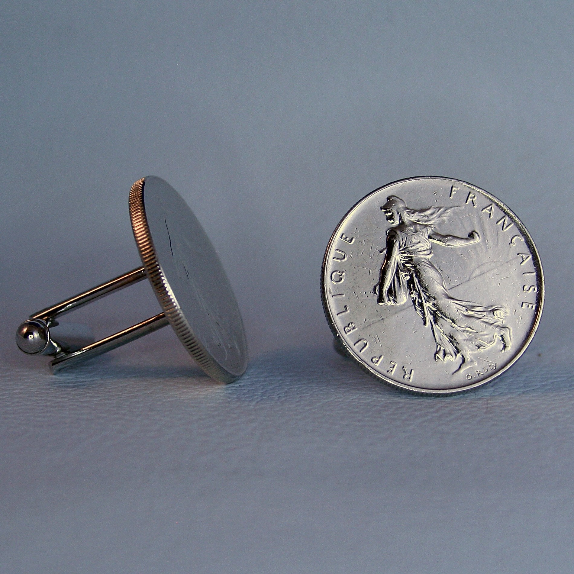 France Walking Liberty Coin Cufflinks - 1 Franc French Republique ...