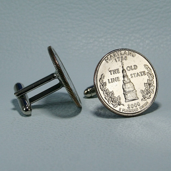 2000 Maryland Quarter Dollar Coin Cufflinks The Old Line | Etsy