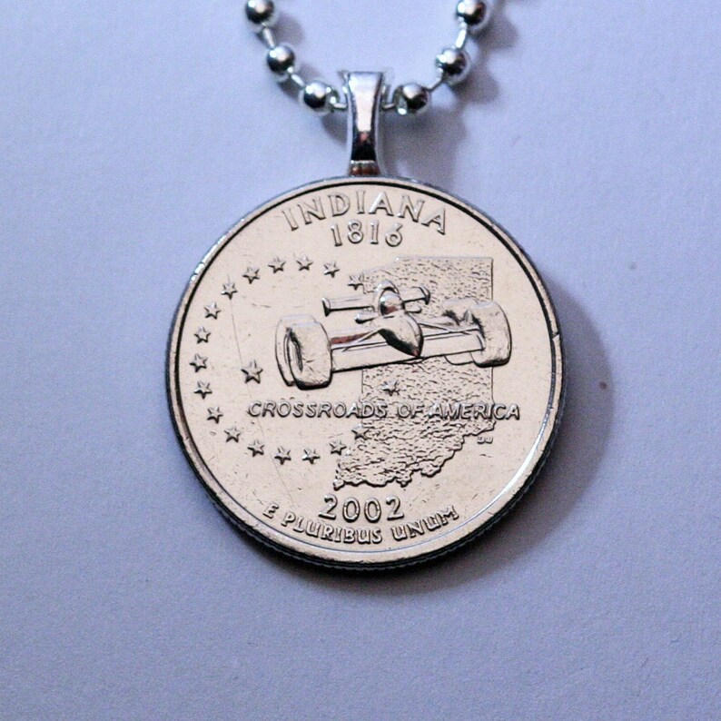 2002 Indiana Coin Drop Pendant Quarter Dollar Racecar - Etsy