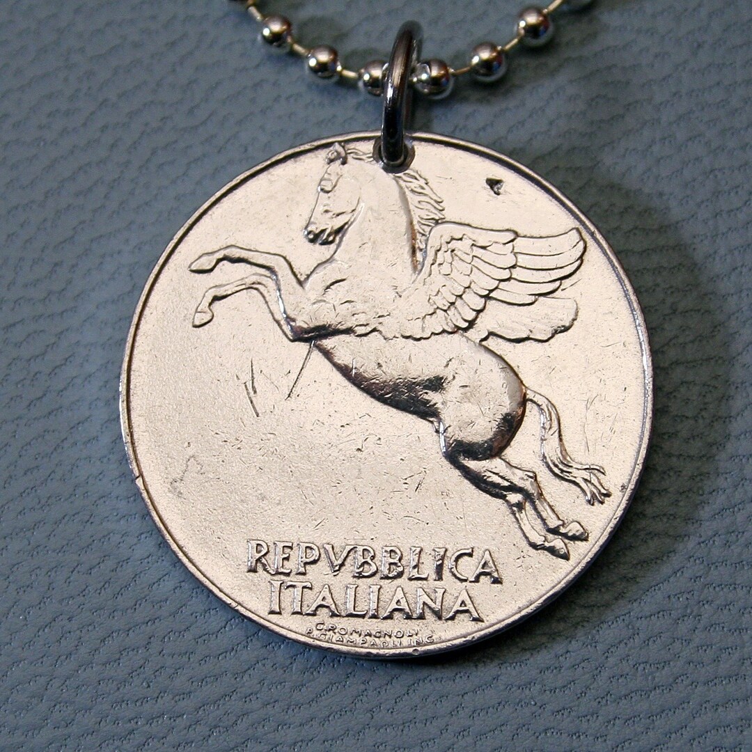 Pegasus Italian Coin Pendant - 1946 to 1950 - 10 Lira Vintage ...