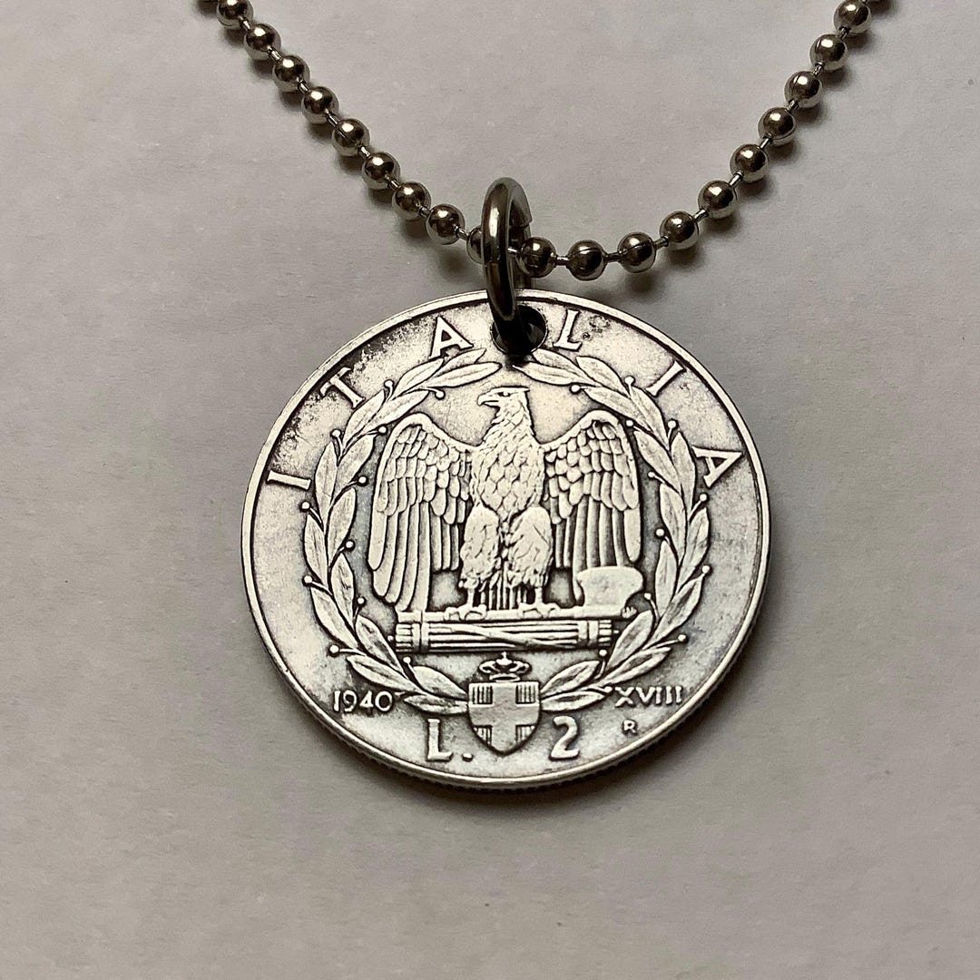 1939 to 1943 Italia WW2 Perched Eagle Coin Pendant Vintage Italian ...