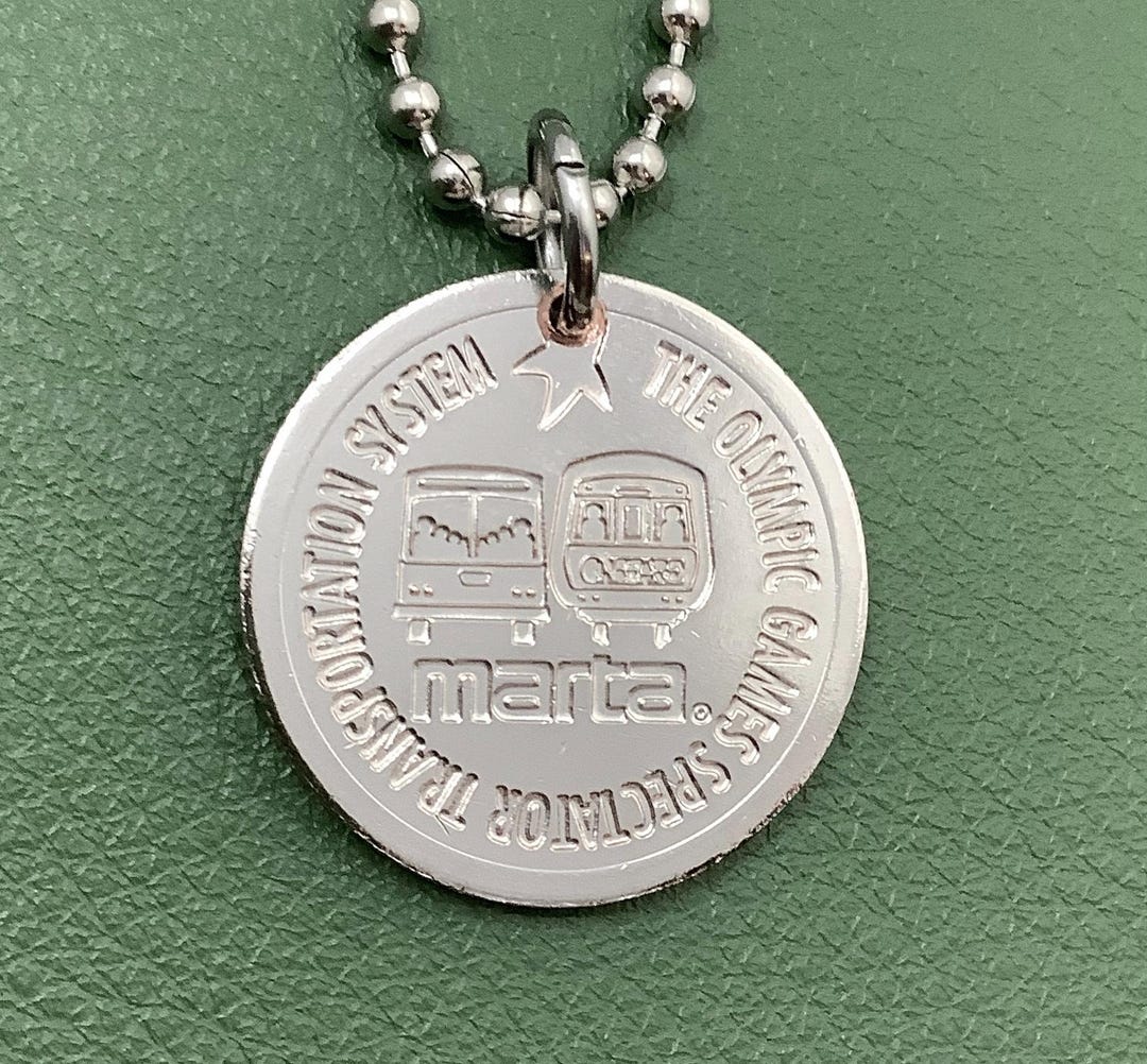 Atlanta MARTA 1996 Olympics Transit Token Pendant Necklace, Vintage ...