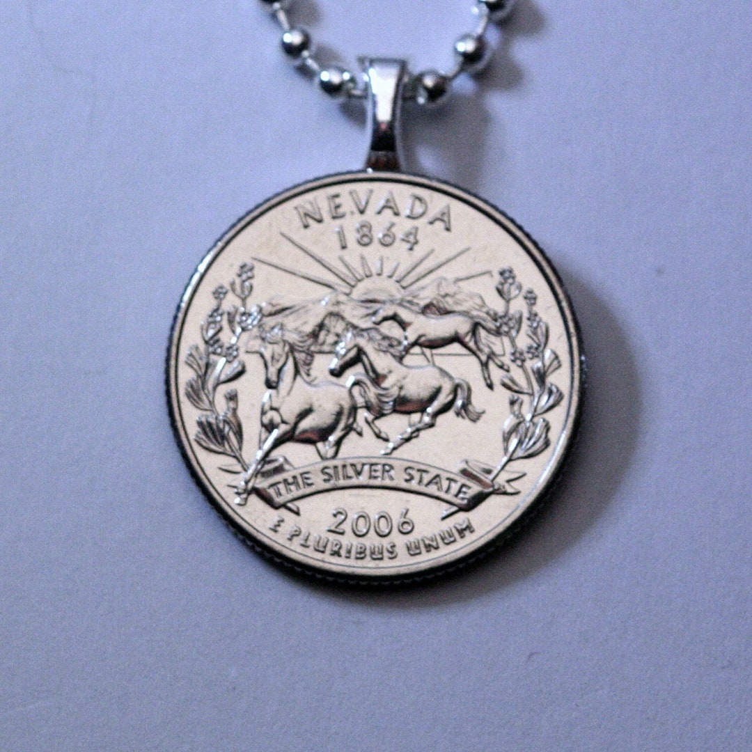 2006 Nevada Quarter Dollar Coin Pendant Necklace, the Silver State Reno ...