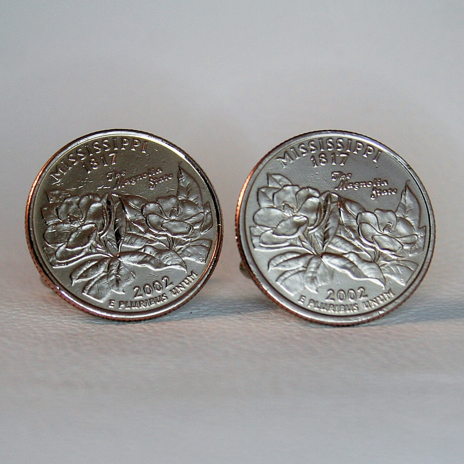 2002 Mississippi Quarter Dollar Coin Cufflinks - the Magnolia Flower ...