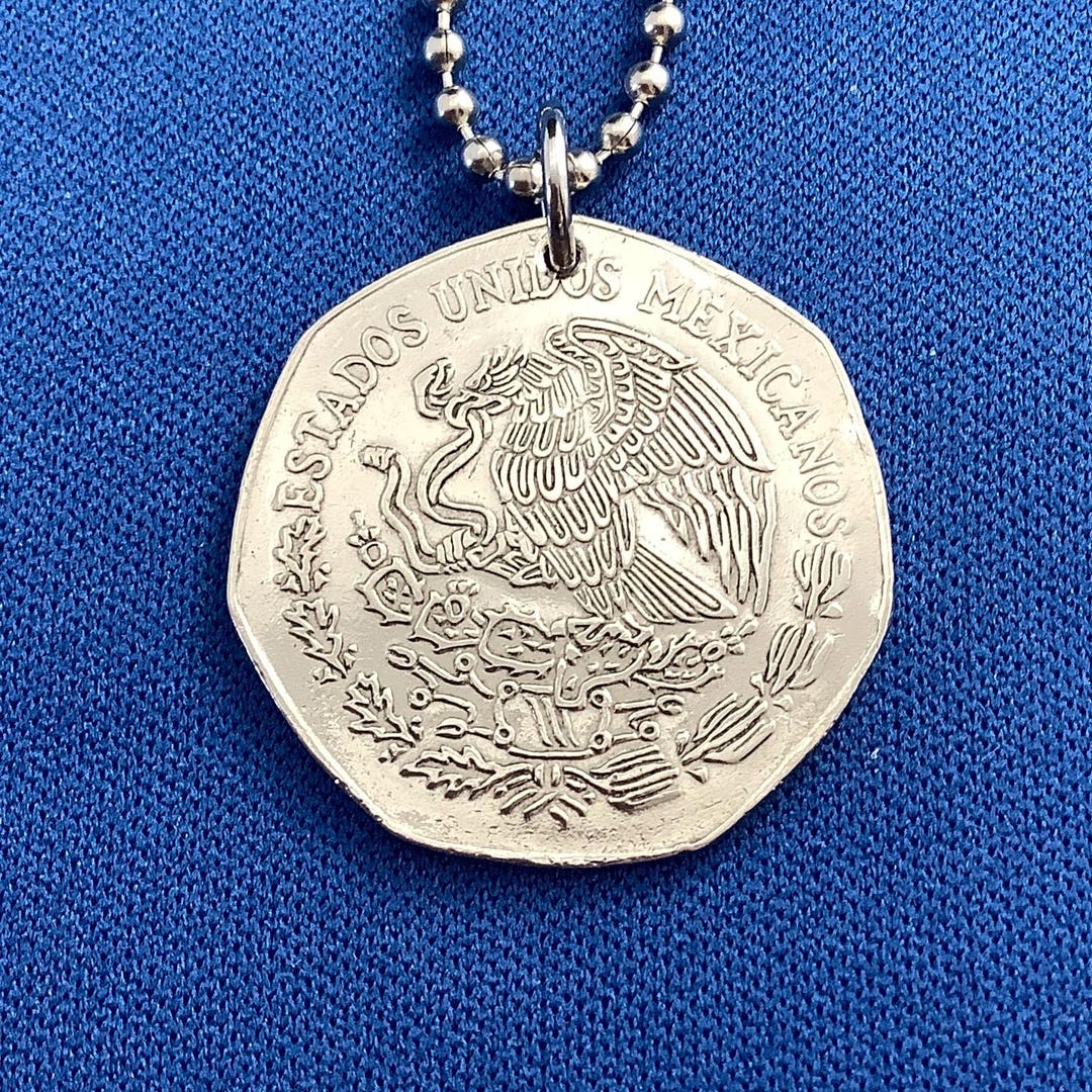 Vintage Mexican Eagle Cactus Coin Pendant Necklace 1974-1985 - 10 Pesos ...