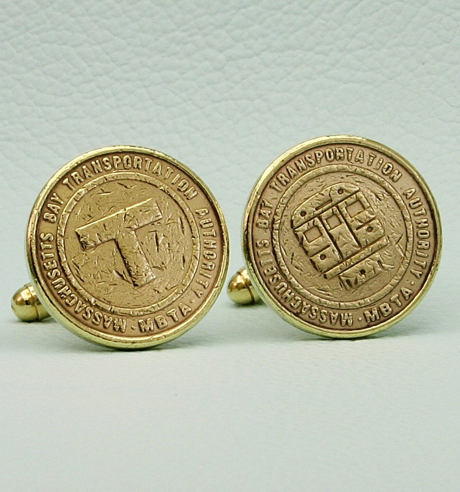 Boston T Subway Token Cufflinks MBTA Better | Etsy