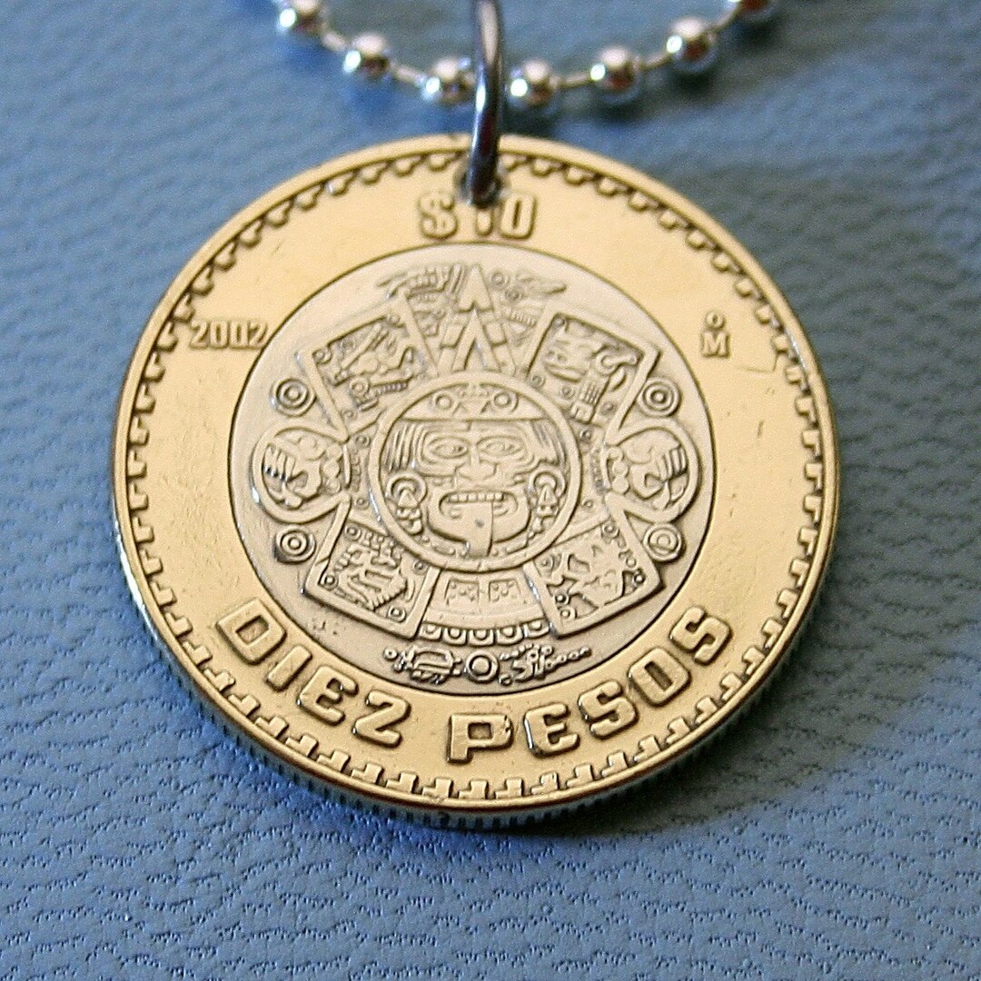1997 to 2015 Mexican Aztec Tonatiuh Sun God Coin Pendant Mexico 10 ...