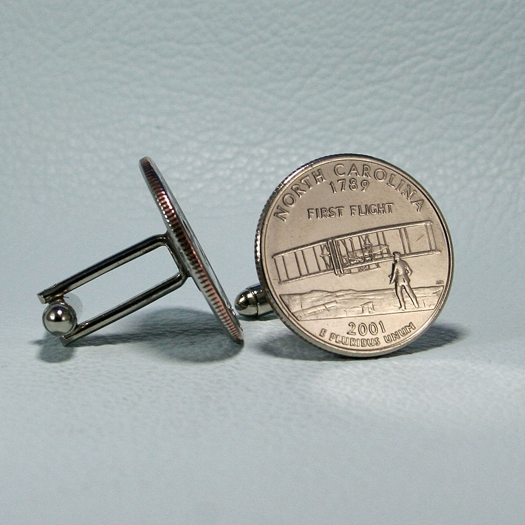 2001 North Carolina Quarter Dollar Coin Cufflinks, First Flight, Kitty ...