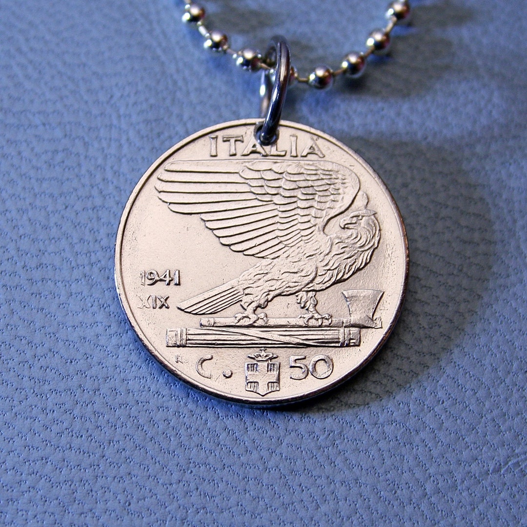 1936 to 1943 Italia WW2 Eagle on Axe Coin Pendant - Vintage Italian ...