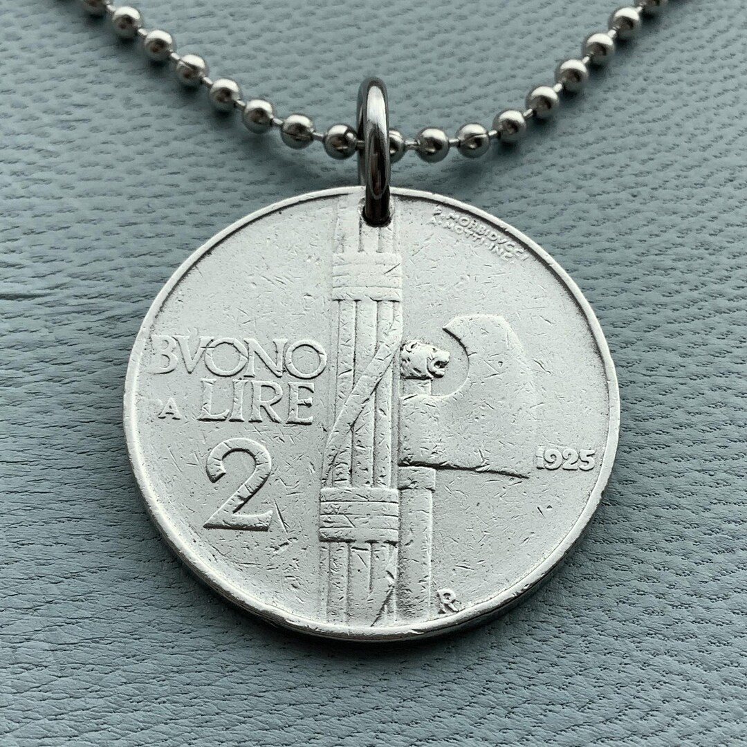 1923 to 1935 Italy Lion Head Fasces Axe Coin Pendant Vintage Italian ...