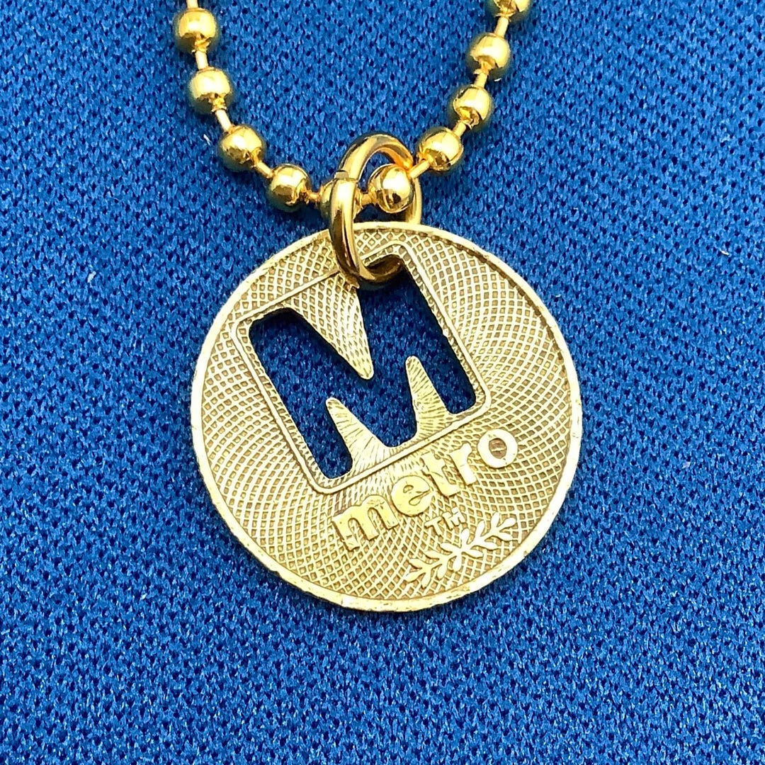 Vintage 1973 Washington DC Metro Transit Token Pendant Necklace - Gold ...