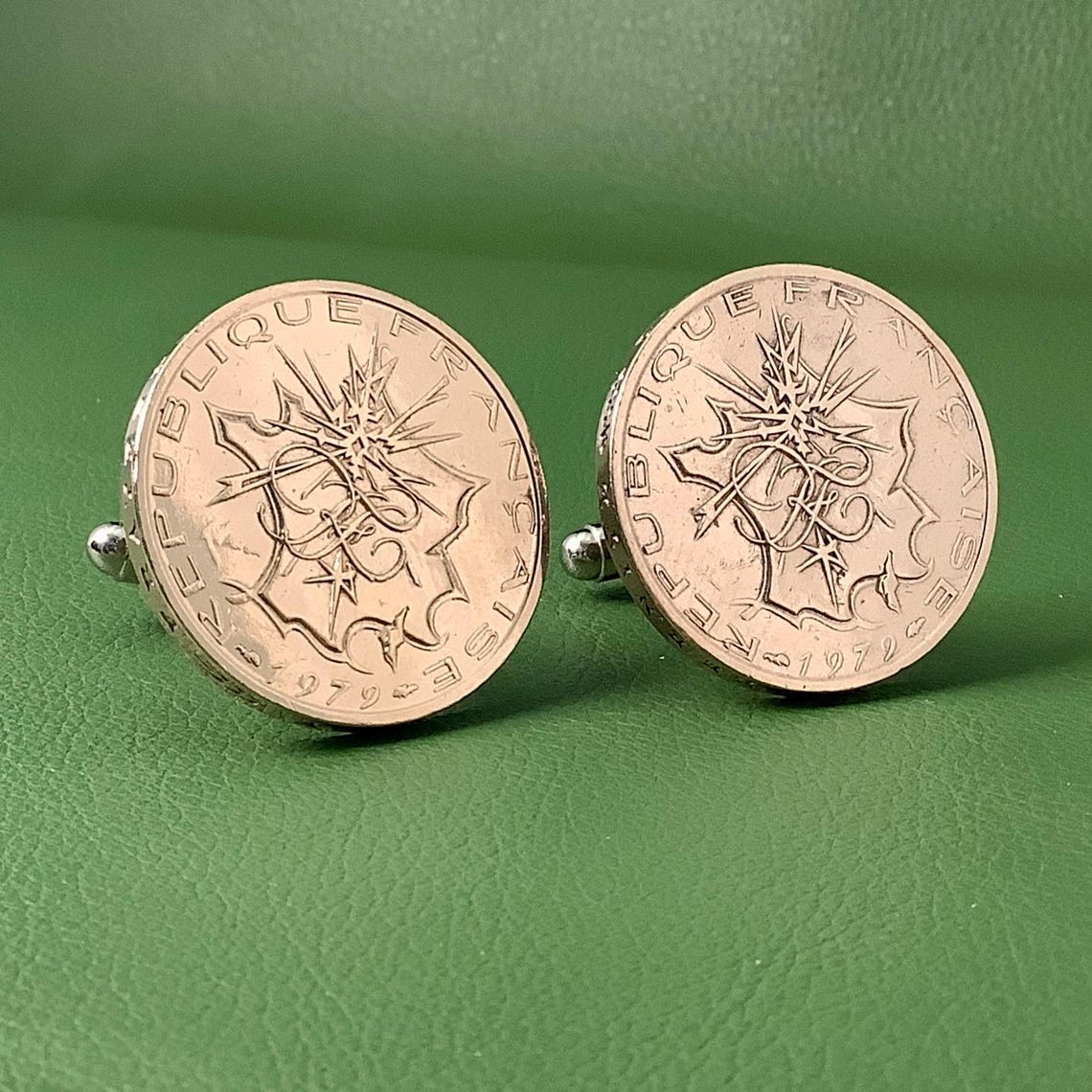Vintage French Map Coin Cufflinks, 10 Francs, 1974 to 1987, Modern ...